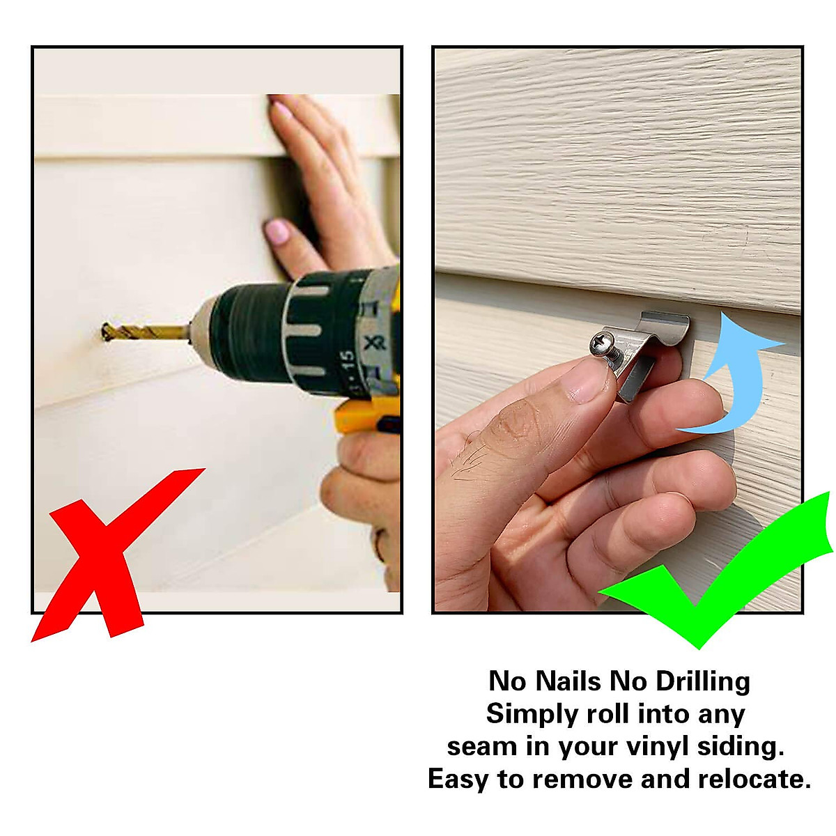 Blink XT2 Clips for Vinyl Siding, No-Hole Needed Siding Camera Hooks Outdoor Cam Hanger for Mounting Blink Xt2/Xt Cameras Home Security System (20 Pack)