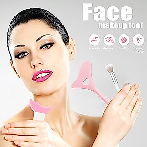 Idefair Eyeliner Stencils 2Pcs Reusable Silicone Eyeliner Eyeshadow Tool Applicators Guide Quick Eyeliner Stencils for Eyes Wing Multifunctional Mascara Shield Eye Makeup Lipstick Tool Brushes(Pink)