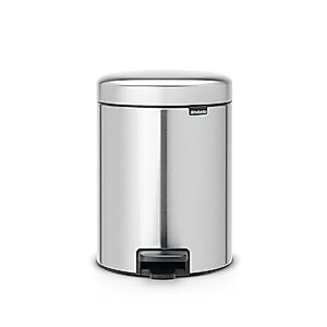 Brabantia New Icon Step Trash Can (1.3 Gal/Matt Steel FPP) Soft Closing Kitchen Garbage/Recycling Can with Removable Bucket