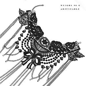 Yovic Gothic Black Body Chain Sexy Lace Shoulder Necklace Chain Layered Rhinestone Bra Chain Rave Prom Costume Party Body Jewelry for Women