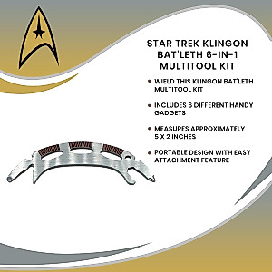 Star Trek Klingon Bat'leth 6-In-1 Multitool Kit | Includes Screwdriver, Wrench, Bottle Opener, Cord Cutter, Hand Tools | Pocket-Sized Portable Survival Camping Tool