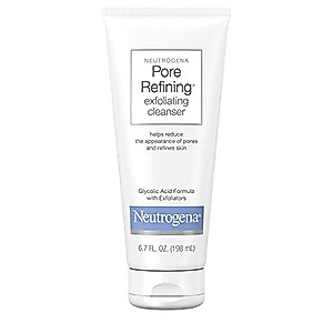 Neutrogena Pore Refining Exfoliating Facial Cleanser with Glycolic Acid Formula, Daily Exfoliating Face Wash with Alpha & Beta Hydroxy Acid to Minimize Pores, Non-Comedogenic & Soap-Free, 6.7 fl. oz