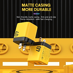 Wekome USB Charger Block, Wall Charger, USB C Fast Charger, Compatible with MacBook Pro/Air, iPhone, Laptops and Tablets, UL Certified (Yellow)