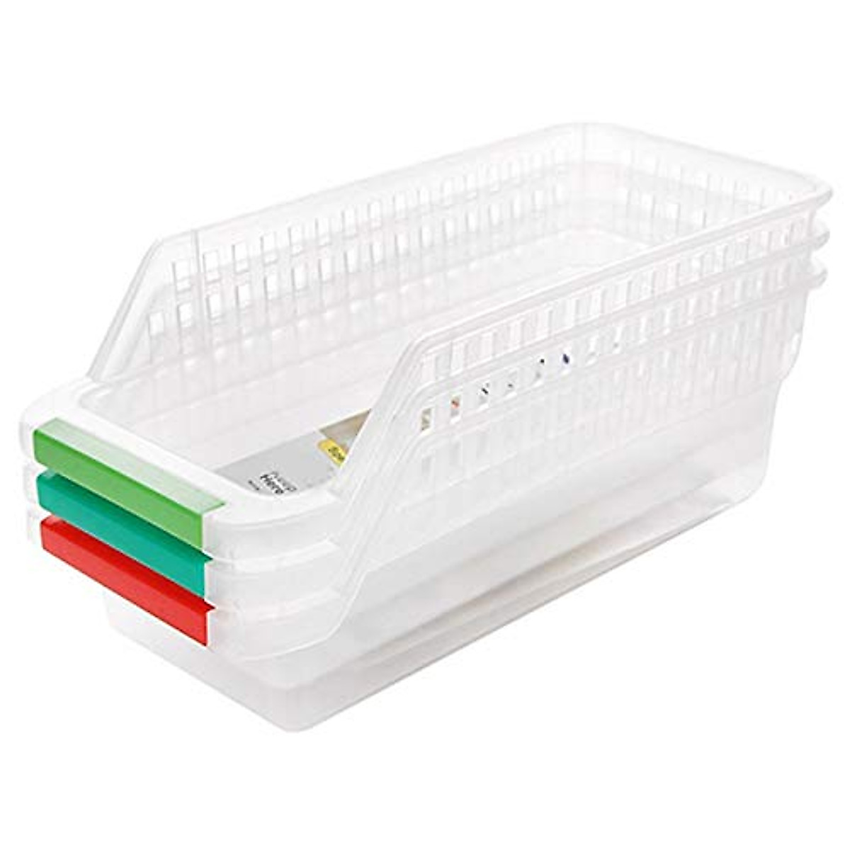 shlutesoy Refrigerator Organizer Bins,Stackable Fridge Organizers for Freezer, Kitchen, Countertops, Cabinets - Clear Pantry Storage Rack