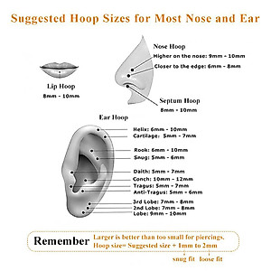 MissNity 316L Surgical Steel Hinged Nose Rings Hoop 18G 18 Guage Clicker Segment Nose Hoop, Silver, 8mm