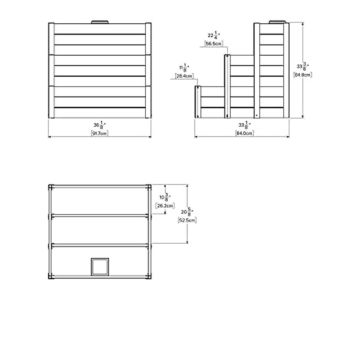 Vita Classic 33 inch x 33 inch Tiered Cascading Keyhole Garden with Composting Basket, White Vinyl, PVC, BPA and Pthalate Free, VT17109