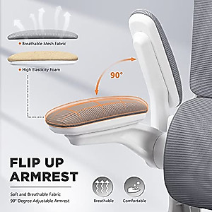 Soontrans Ergonomic Office Chair with Lumbar Support Pillow, Mesh Office Chair with Headrest & Adjustable Arms, Rocking Office Desk Chair, Comfortable Ergonomic Chair - Dark Grey