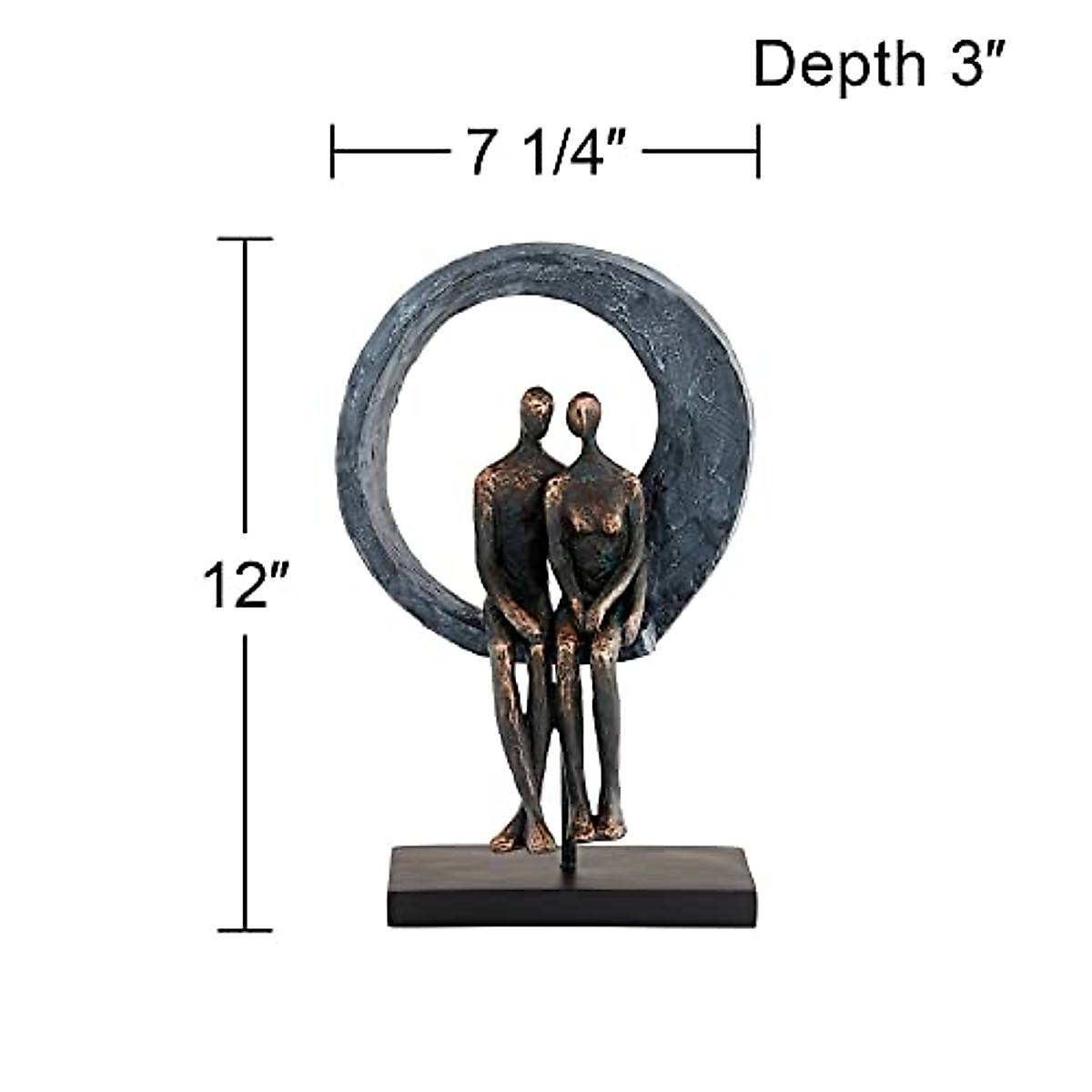 Studio 55D Abstract Couple 12" High Antique Brass Sculpture