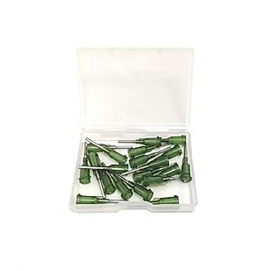 20 Pack - 14 Ga 1/2 Inch Blunt Tip Dispensing Needle with Luer Lock,Olive