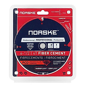Norske Tools NCSBP281 6-1/2 inch 4 Tooth Polycrystalline Diamond (PCD) Hardie Fiber Cement Saw Blade