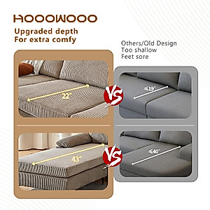 HOOOWOOO Corduroy Sectional Couch,100" L Shaped Sofa with Left Facing Chaise,Modern Comfy Deep Seat Couch for Living Room Office Small Space,Camel Brown