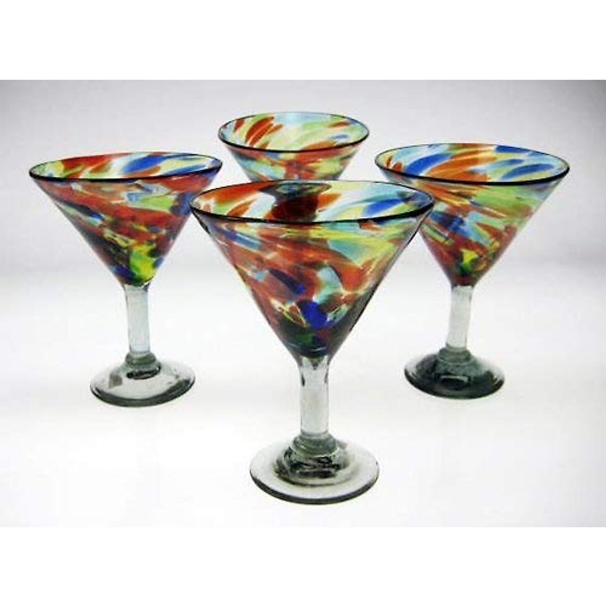 Mexican Margarita Martini Glass Confetti Swirl deisgn, 15 oz, set of 4