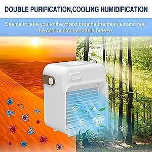 clleylise Portable Air Conditioner, Rechargeable Personal Air Cooler Quiet Desk Fan with 3 Speeds Small Air Condition Fan Mini Evaporative Cooler for Small Room Office Dorm and Outdoor