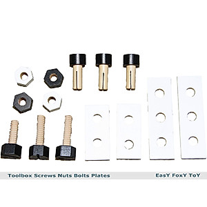 EasY FoxY ToY Kids-Construction-Tool-Set for Toddlers Age 3 4 5 Year Olds, Woodworking Pretend to Play Kit; Wood Building Box for Boys Toy; Children Birthday Gift Preschool Learning Playset