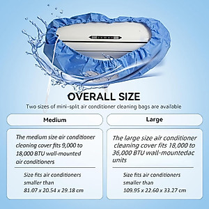 FavorCOOL Split Air Conditioner Cleaning Cover Kit, Waterproof Dust Washing Clean Protector Bag Wall Mounted AC Large Size Service Bag with 9ft Water Pipe for 18000-36000 Btu AC Unit