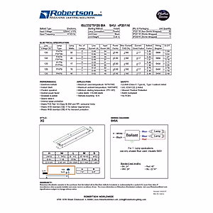 Robertson 3P20116 eBallast, Instant Start, NPF, 1 or 2 Lamp F32T8, 120Vac, 60 Hz, Model ISU232T8120 BA (Replaces Robertson 3P20003, Model ISU232T8120 /B)
