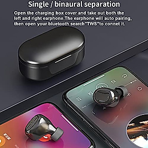 ZWYING TWS Earbuds, BT 5.0 Headphones with Mini Charging Bin, LED Battery Display, Premium Sound, Automatic Pairing, in-Ear Earphones Buit in Mic, Waterproof Sport Headsets (Black)