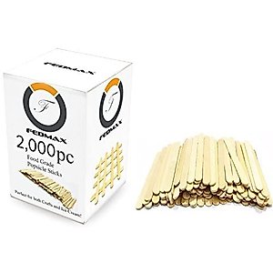 2000 pcs Jumbo Wooden Craft Sticks Pack - Bulk Popsicle Sticks for Arts & Crafts Projects, Holiday Ornament Crafting, Ice Cream, Waxing