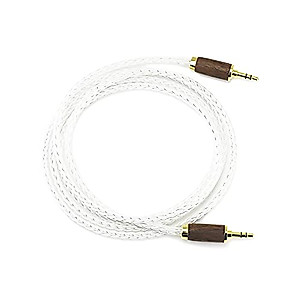 NewFantasia 3.5 mm Male to Male Stereo Audio Cable 8 Cores 6N OCC Copper Single Crystal Silver Plated Wire Walnut Wood Shell AUX Cord for Headphones Car Home Stereos Speaker Smartphone 1.5m/4.9ft