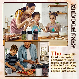 Uiifan 18 Pack 10 oz large plastic Spice Jars with Black Lids Clear and Safe Spice Bottles with Black PVC Labels Plastic Containers with Shaker Lids for Kitchen Storing Salt Herbs Seasoning Powders