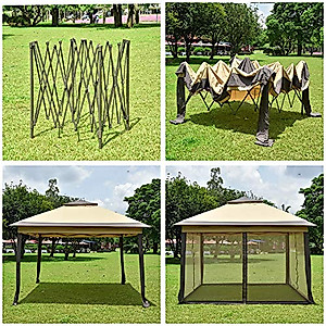 Yescom All-in-1 11x11ft Pop-Up Gazebo Tent with Mesh Sidewall Carry Bag Sunshading Shelter for Outdoor Yard Garden Patio