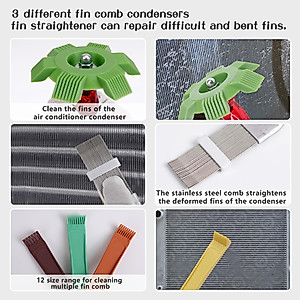 Jakaphoric 6 Pcs Air Conditioner Fin Comb Cleaner Set, Ac Fin Comb Straightener Tool, Radiator Comb for a/c Unit,Ac Coil Cleaner Kit Brush for Evaporator Radiator Repair Clean Tool