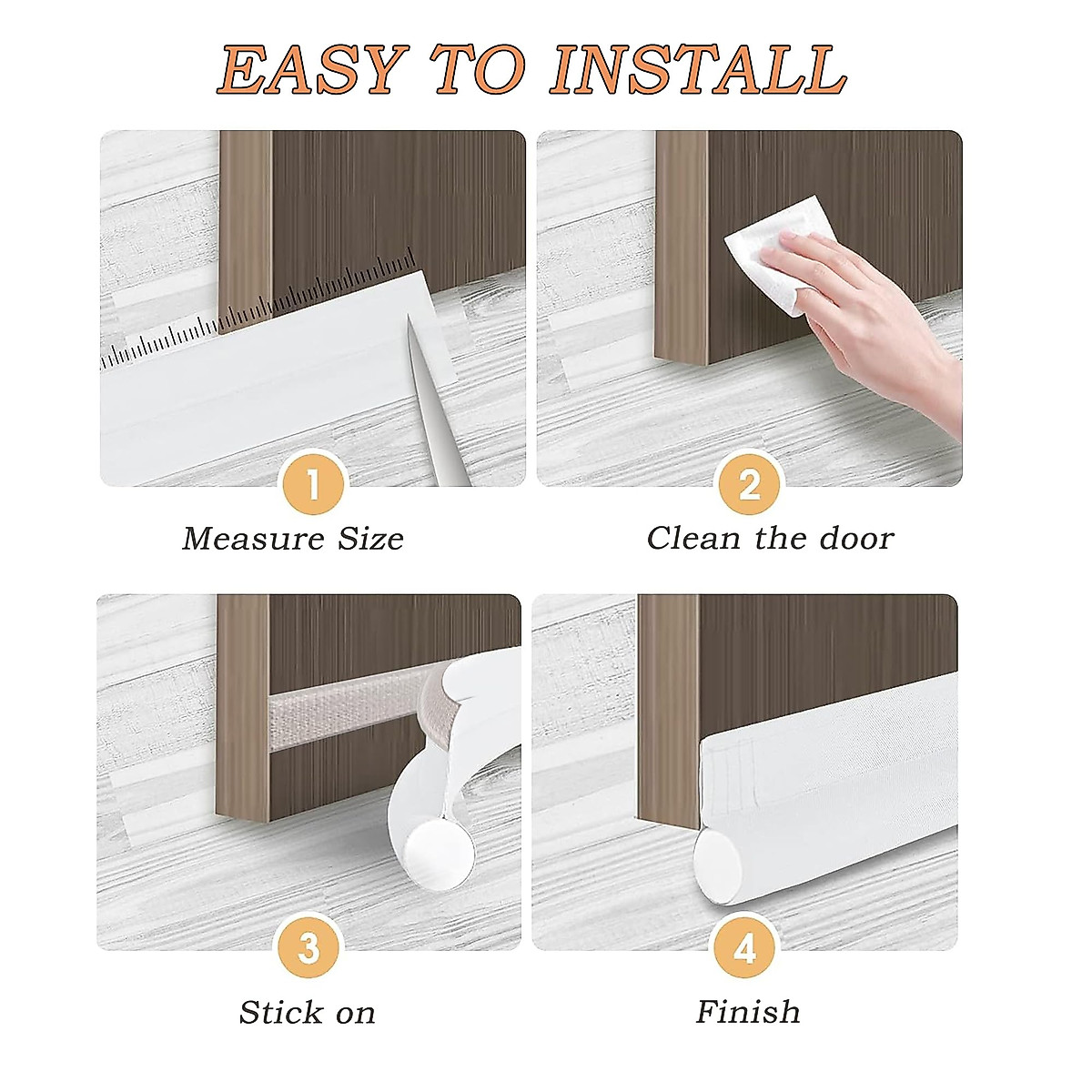 37" Cutable Door Draft Stopper Bottom One Sided Blockers for Bottom of Door Reduce Noise Cold Air, Dust, insulate Fits for Interior／Exterior Doors，1 Pack