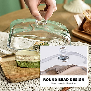 EATAKWARD Acacia Wood Butter Dish with Clear Glass Cover Lid, 7'' x 4.7'' x 4'' Wood Butter Tray for Dinner Plate Dessert Cake Refrigerator& Counter for Butter, Block of Cream Cheese& Serving Dish