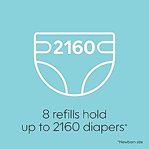 Diaper Genie Bags Refills 270 Count (Pack of 8) with Max Odor Lock | Holds Up to 2160 Newborn Diapers