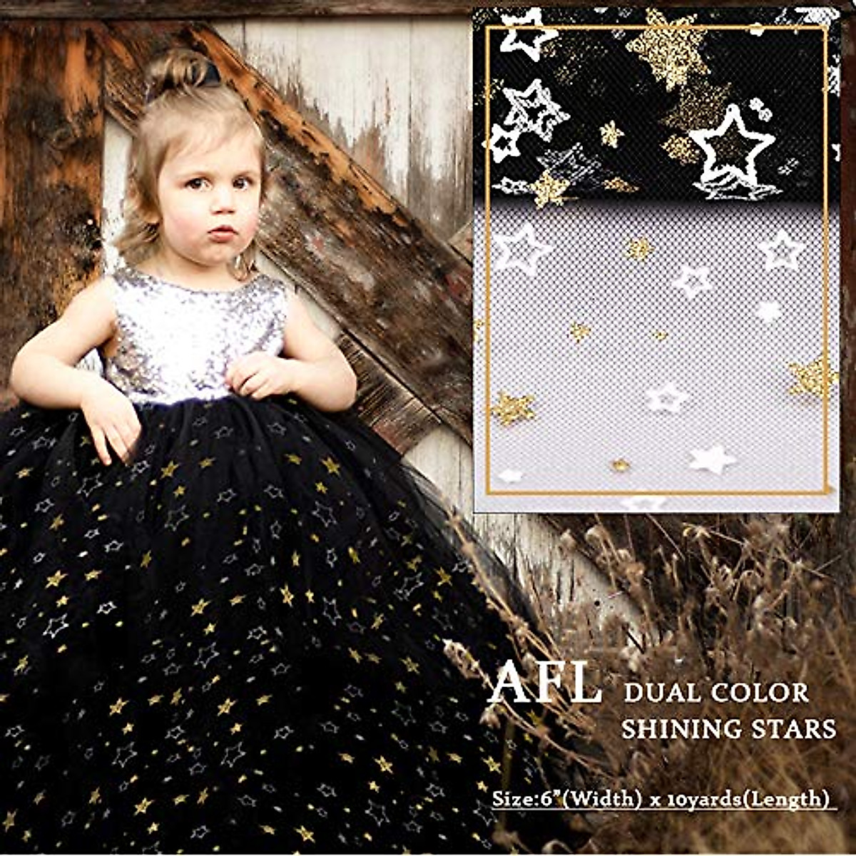 Yuanchuan Golden Star Glitter Tulle Rolls 6 inch x 10 Yards (30 feet) Tulle Rolls Spool Fabric Tutu for DIY Skirts Wedding Gift Wrap Sewing Crafting Bow Bridal Decorations Birthday Party (Purple)