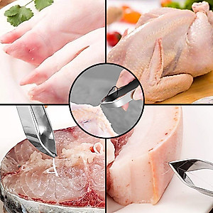 3 Pcs Fish Bone Tweezers, Stainless Steel 2 Flat and 1 Slant Tweezers, maxin Pliers Remover Tool for Remove Fish Bones, Needle Dones, Scales