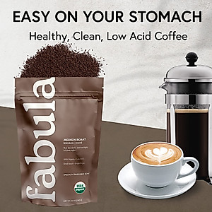 Fabula Organic Coffee for French Press, Low Acid Coffee Freshly Ground - Non-GMO - No Mold - Mycotoxins Pesticides Free - Single Origin Coffee - 12 oz