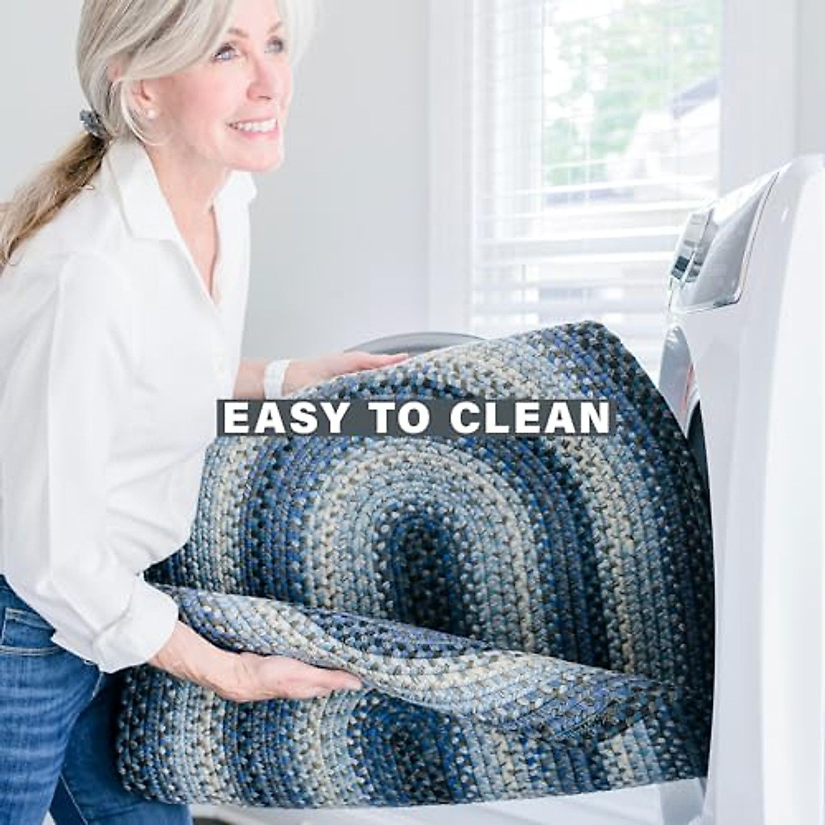 Homespice Juniper 4 x 6 Area Rug for Bedroom and Living Room, Also Ideal to Use as a Blue Outdoor Rug for Deck and Patio - Spill Proof and Stain Resistant - Reversible Indoor Outdoor Rugs 4x6 Feet