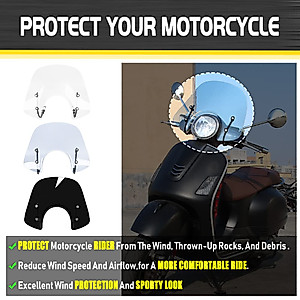 TAZGANTAX Motorcycle Windscreen Windshield Wind Deflector Protector Wind Screen compatible with Piaggio Ves-pa GT200 GTS250 GTS300 2018 2019 2021 2022 All year (Clear)