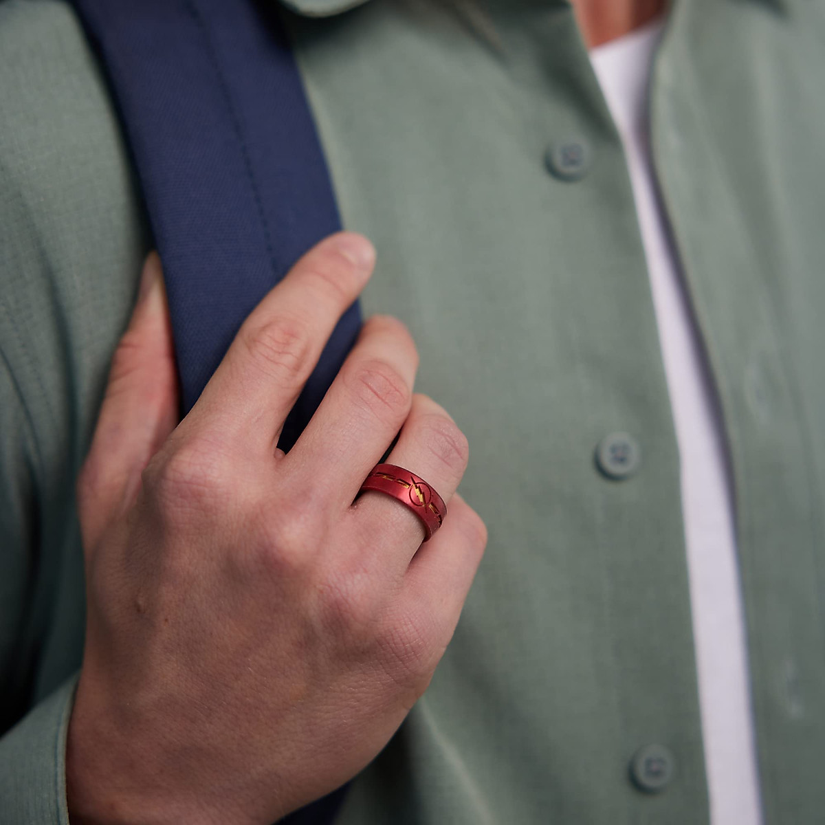 Enso Rings DC Comics Collection - Breathable Silicone Ring - Etched Design - Comfortable and Safe - Superman - Size 11