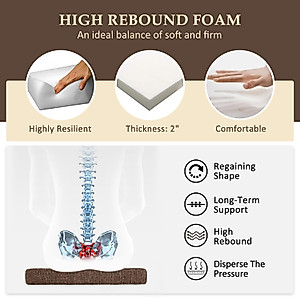 Wellsin Chair Cushions for Dining Chairs 6 Pack - Kitchen Chair Cushions with Ties and Non-Slip Backing - Dining Chair Pads 16"X16"X2", Brown