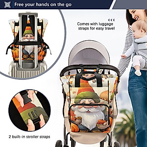 xigua Autumn Gnome Diaper Bag Backpack Multi Function Baby Changing Bags Waterproof Large Capacity Travel Back Pack for Mom Dad
