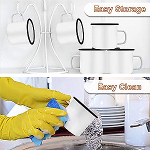 TeamFar Coffee Mug Set of 6, 12 oz Enamel Mug White Tea Camp Drinking Cups Mugs Vintage for Camping Picnic Home Use, Non Toxic & Portable, Classic Design & Easy Clean