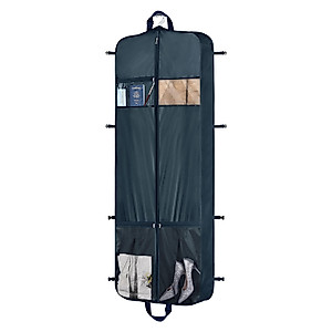 Zilink 60" Garment Bags for Travel Dress Travel Bag for Closet Storage with Adjustable Handles and Stable Buckles for Suits, Dresses, Navy Blue