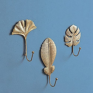 FONSMAY 4 Pcs Towel Hooks Leaf Shaped Hook Purse Coat Rack Key Hanger Home Wall Hanging Decoration Supplies