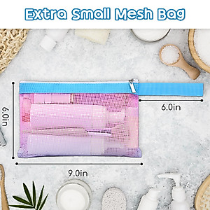 Nidoul Mesh Shower Caddy, Portable Shower Caddy Bag with Zipper, Shower Tote Dorm Caddy Hanging for Dorm, Gym, Travel, Camp, Beach, Toiletry (Pink Blue)