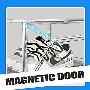 EDS FAM Shoe Boxes Crates Clear 14.1 * 10.6 * 9in Plastic Stackable Acrylic with Magnetic Door Storage for Sneakerheads Boot Display Case