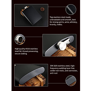 TOX TANEAXON 18 oz Matte Black Large Capacity Stainless Steel Whiskey Hip Flask for Liquor