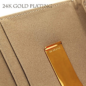 Sotania - Personalized 24K Gold Genuine Leather Money Clips Mens Wallets slim Front Pocket Card Holder Gift for Mens Groomsmen Gift (Navy_Blue)