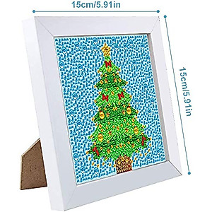 YOBEYI 5D Diamond Painting Kits for Kids Wooden Frame Diamond Arts and Crafts for Kids Mosaic Gem Stickers by Number Kits DIY Painting Arts Crafts Set Embroidery Christmas Gift (Xmas Tree)
