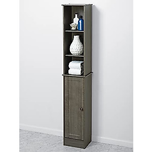 Zenna Home Bathroom Linen Tower, 5-Tier, Bathroom Storage, Gray