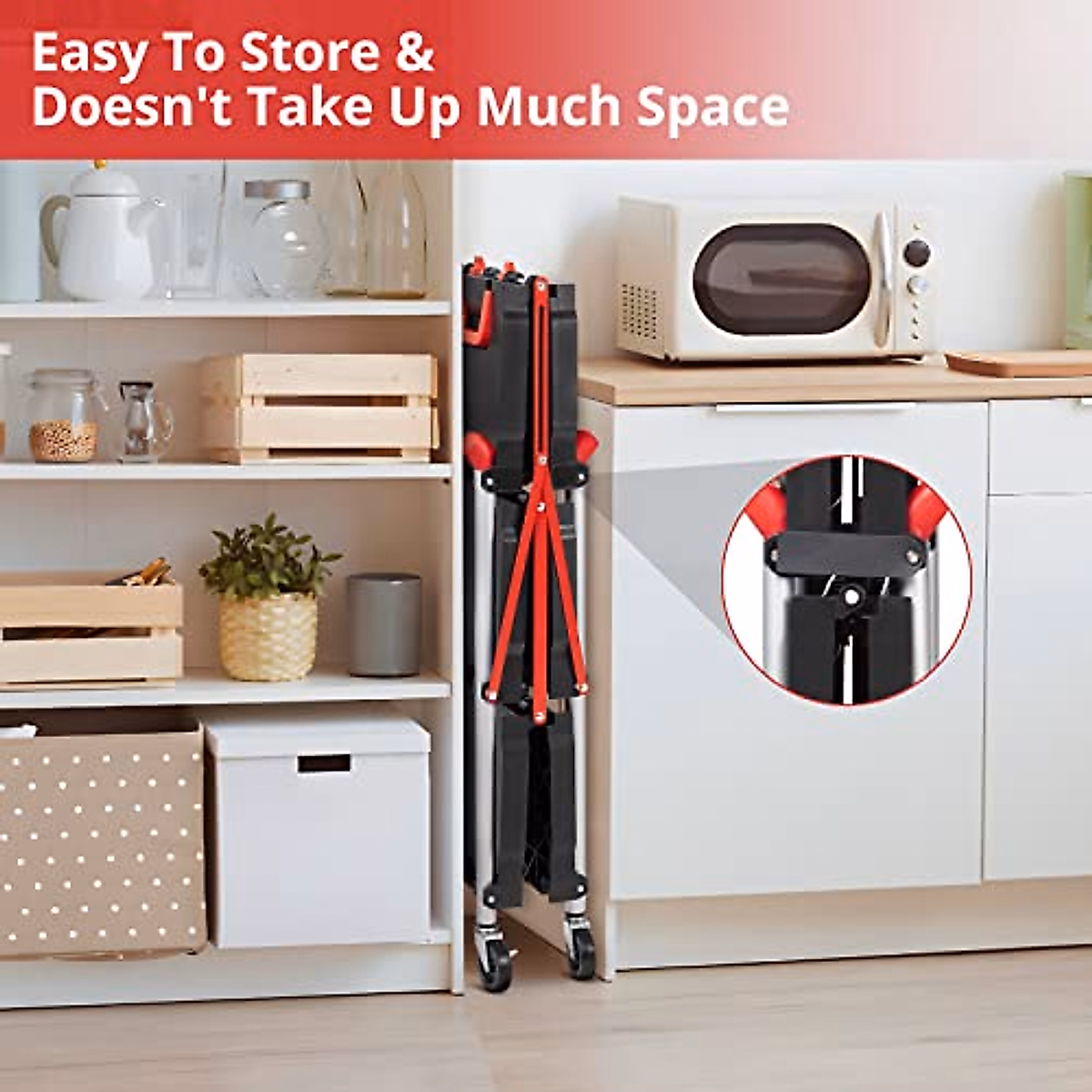 Collapsible Service Cart,3-Tier Portable Cart/Detailing Cart/Utility Carts with 2 Lockable Wheels Use for Home/Commercial/Office/Warehouse,Black, 56 Lb. Load Capacity Per Shelf