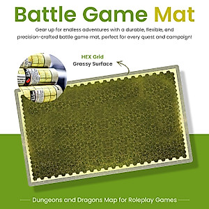 IT'S A SKIN DND Battle Game Mat - 36x24 Inch Dungeons and Dragons Map for Roleplay Games, Warhammer, Grid Tabletop - Includes 4 Dry Erase Markers & Cleaning Cloth - RPG HEX Grid Gross/Moss Theme
