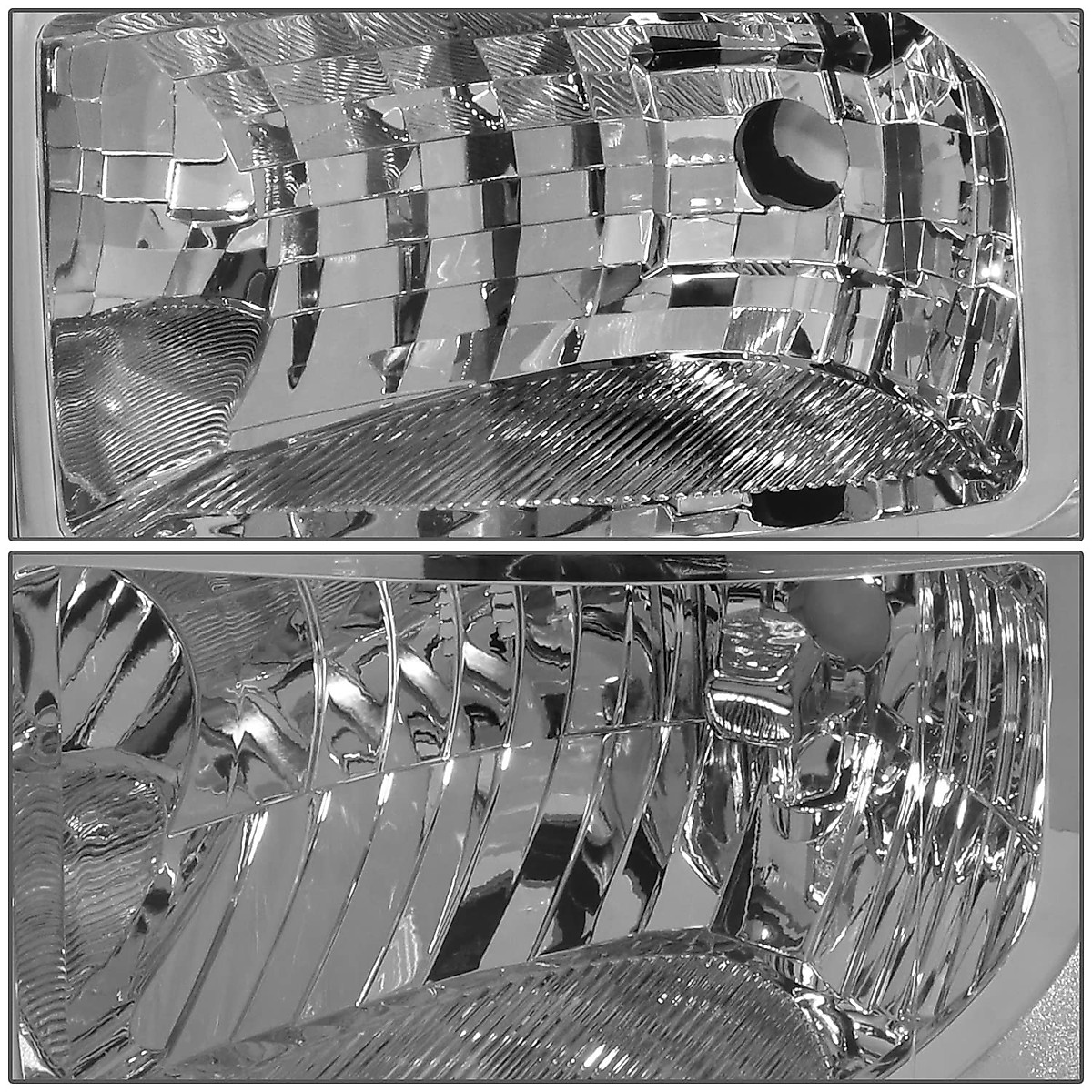 DNA MOTORING HL-OH-FSU13-CH-CL1 Chrome Housing Headlights Replacement Compatible with 11-16 F-250 / F-350 / F-450 / F-550 Super Duty