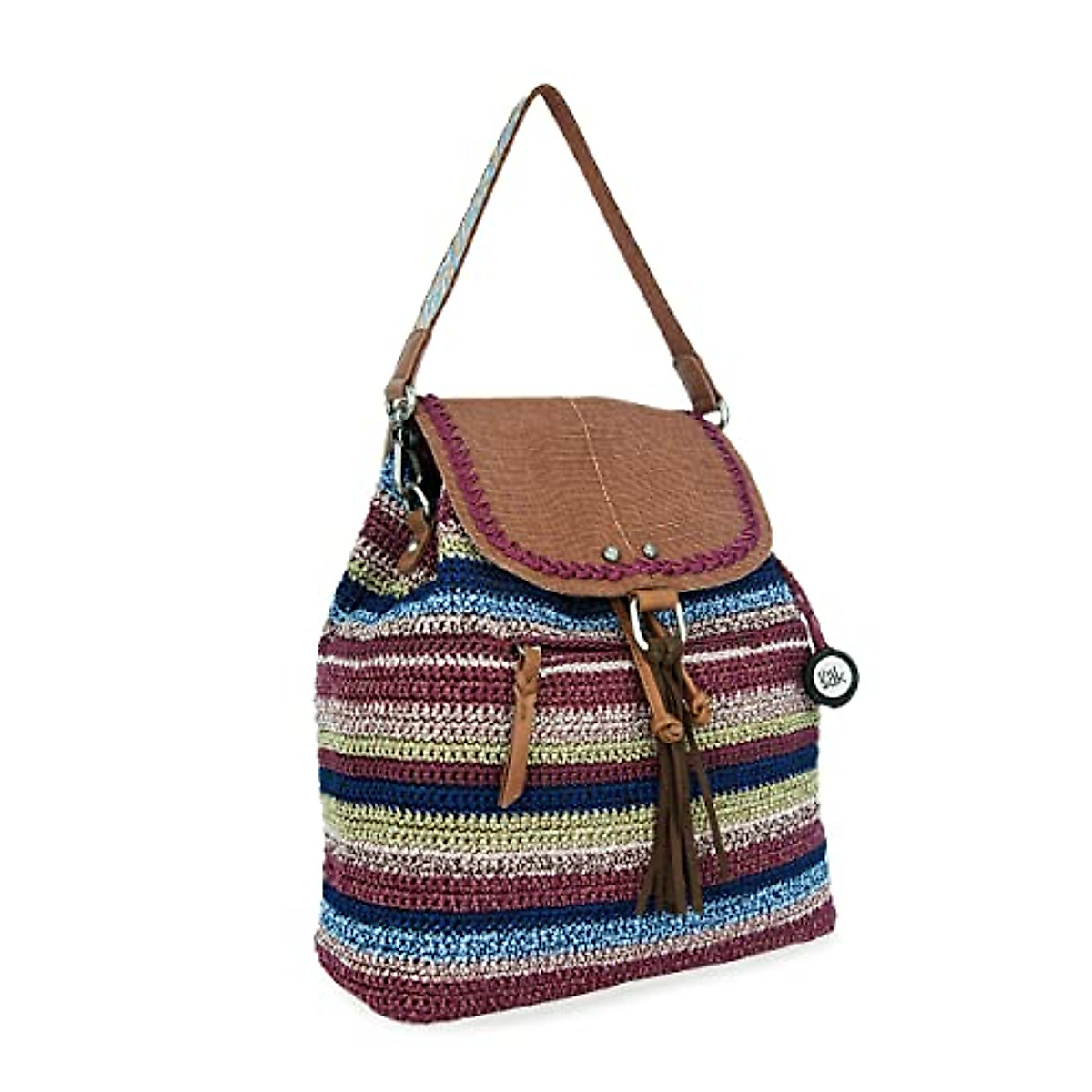 The Sak Avalon Backpack in Crochet, Convertible Straps, Mahogany